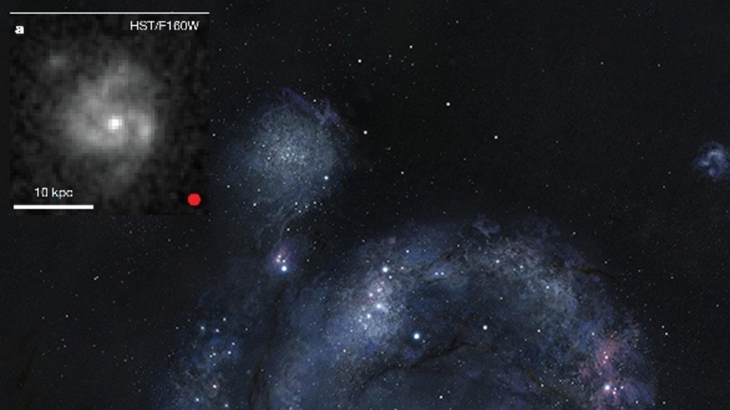 Welt der Physik: Eine Spiralgalaxie im jungen Kosmos